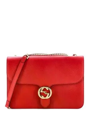 GUCCI Interlocking Leather Medium Shoulder Bag