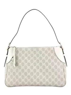 GUCCI Emblem Gg Coated Canvas With Leather Medium Shoulder Bag