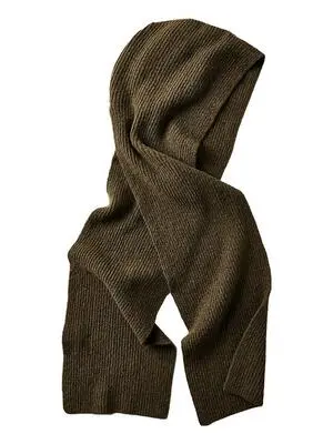 Anthropologie Long Knit Hood Scarf Olive