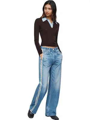 Rag & Bone Miramar Terry High Rise Wide Leg Jeans - Sutton