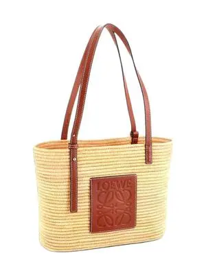 Loewe Square Basket Woven Raffia Small Tote Bag - Neutrals