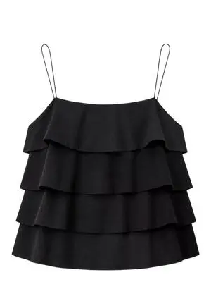 IRO PARIS Noise Ruffled Spaghetti-strap Top - Black