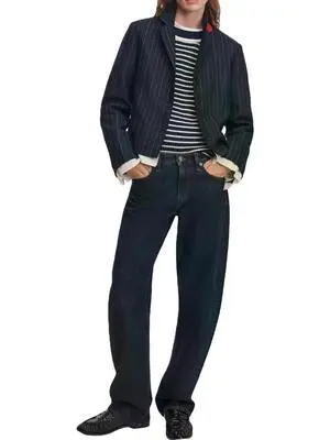 Rag & Bone Pinstripe-pattern Cropped Blazer - Blue