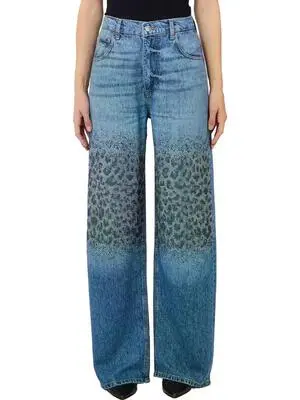 Liu Jo Rhinestone Leopard-pattern Jeans - Blue
