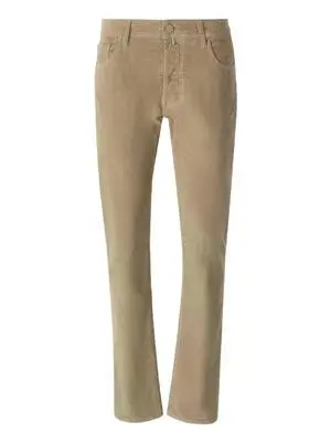 JACOB COHЁN Corduroy-effect Straight-leg Trousers - Neutrals