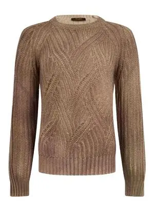 MOORER Dodecaltc Cable-knit Raglan-sleeve Sweater - Brown