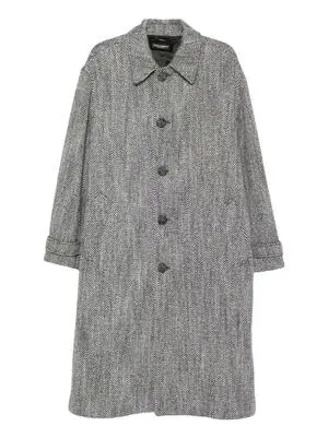 DOLCE & GABBANA Herringbone-weave Single-breasted Overcoat