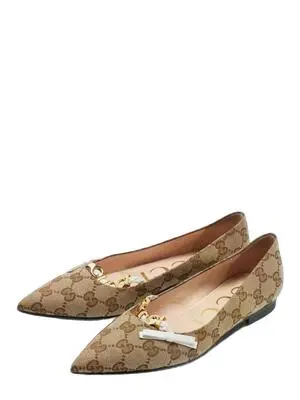 GUCCI Gg Canvas Bow Ballet Flats
