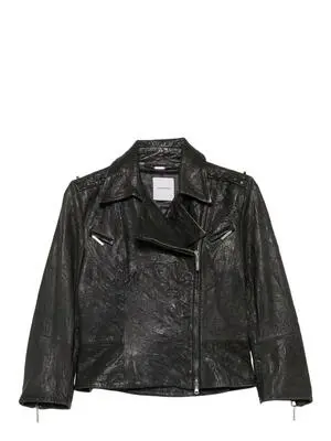 COSTUME NATIONAL 2000s Crinkled-finish Biker Jacket