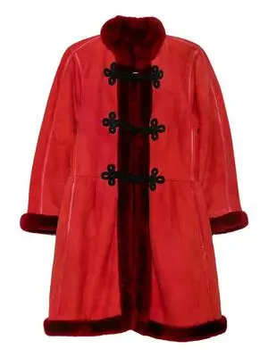 A.N.G.E.L.O. VINTAGE CULT 1980s Shearling Frog-fastening Coat - Red