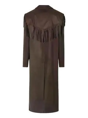 Federica Tosi Fringe-detail Cape-overlay Coat - Brown