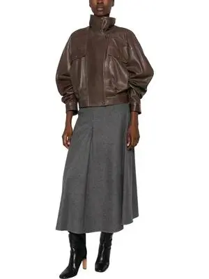 SUSANNE BOMMER Pleated-detail Midi Skirt - Grey