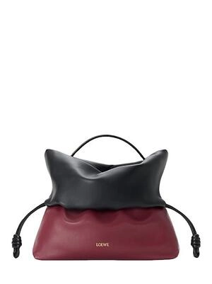 Loewe Flamenco Rolled Leather Shoulder Bag - Black/copper Red