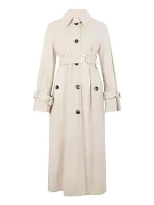 MOORER Avorio Belted Button-up Trench Coat