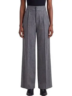SA SU PHI High-waisted Wool And Cashmere Palazzo Trousers With Pleats - Grey