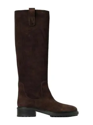 AeydĒ Henry Knee-high Suede Boots With A Round Toe And Notched Sole - Brown