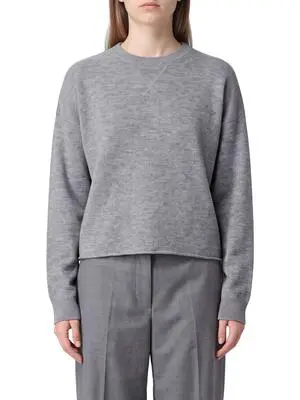 AUTRY Wool And Cashmere Crewneck Jumper With Ribbed Trims And An Embroidered Logo - Grey