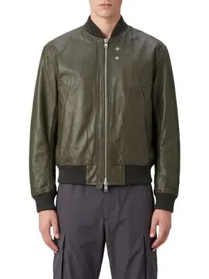 SUNFLOWER Leather Bomber Jacket With Zip Closure