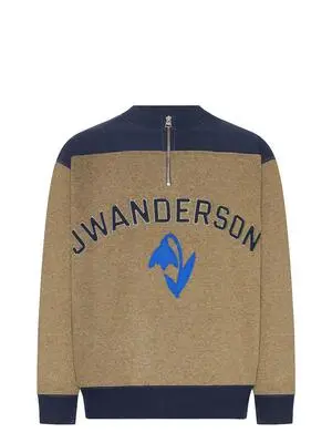 JW Anderson J.W.Anderson Men Color-Block Zip-Detail Crew-Neck Sweatshirt Multicolor