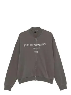Emporio Armani Logo Cotton Bomber Jacket - Grey