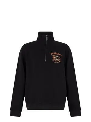 Burberry Burberry Cotton Zip-Collar Sweatshirt Black