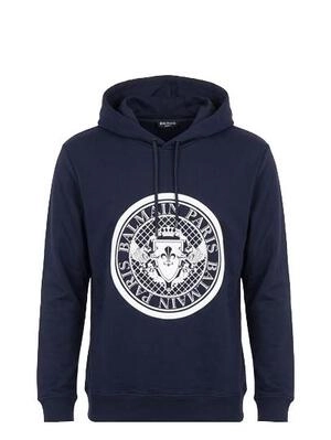 Balmain Man Sweatshirt White Size Xl Cotton, Elastane Blue