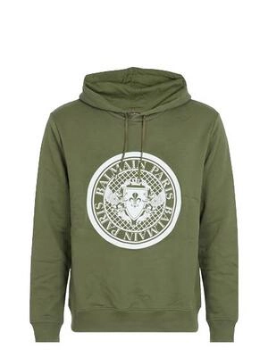 Balmain Man Sweatshirt White Size Xl Cotton, Elastane Green