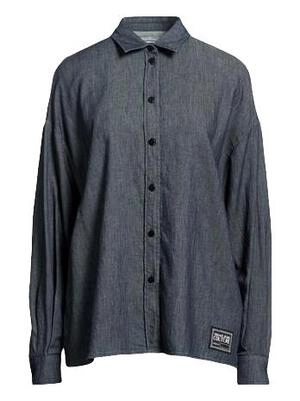 VERSACE Woman Shirt Midnight Blue Size 4 Cotton