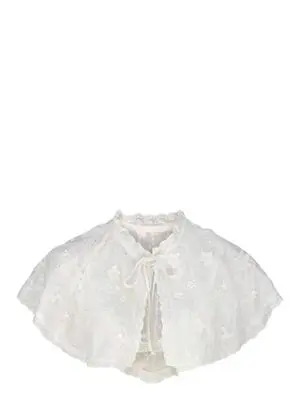 ATOIR Floral-embroidered Scalloped-edge Cape