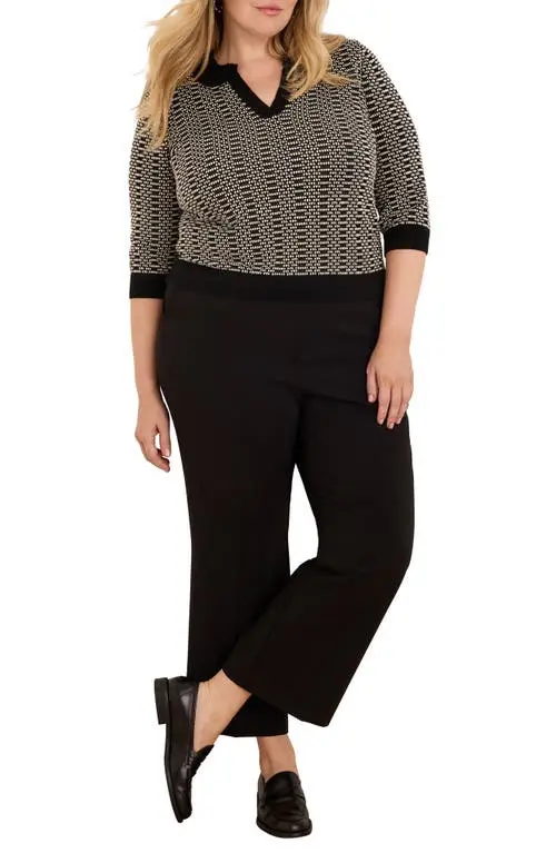 NIC+ZOE Geo Stitch Collared Sweater