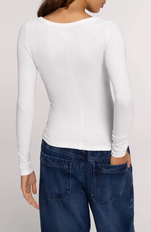 NUUDS Slinky Scoop Neck Rib Top - White