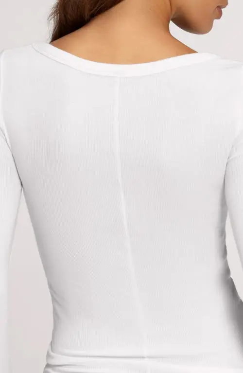 NUUDS Slinky Scoop Neck Rib Top - White