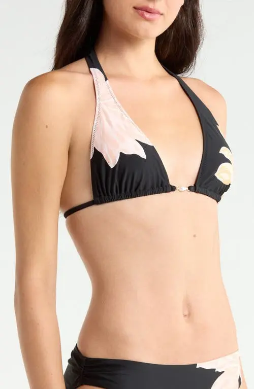 Sanctuary Halter Triangle Bikini Top With Floral Print