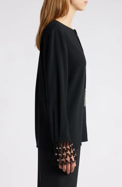 Kobi Halperin Chain Net Trim Blouse