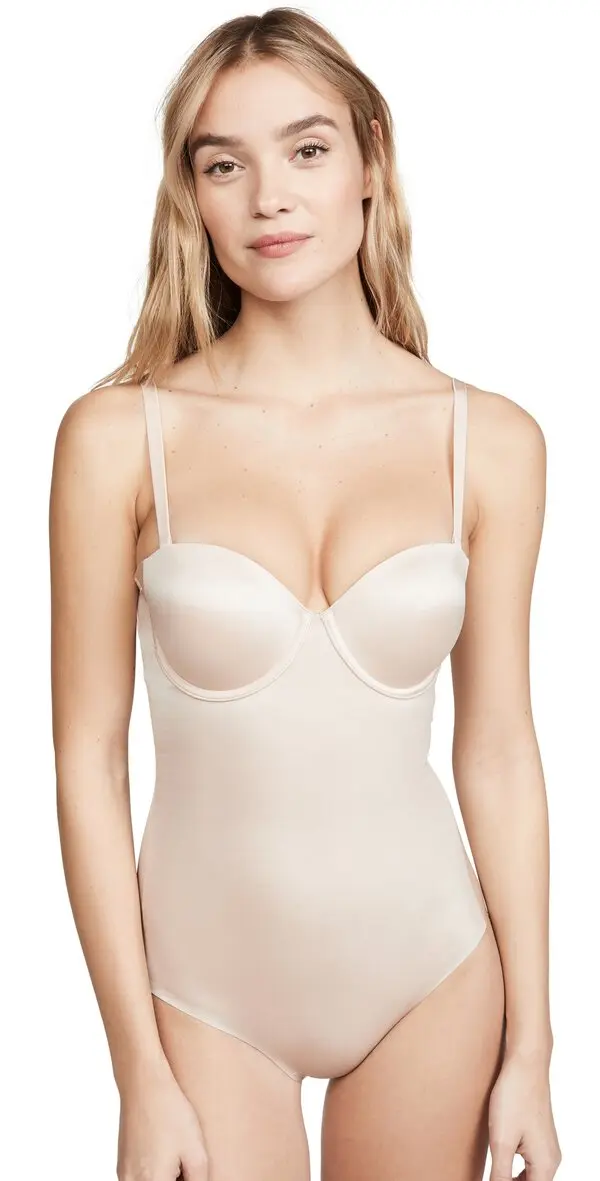 Spanx Shape Suit Your Fancy Strapless Cupped Brief Bodysuit - Champagne Beige