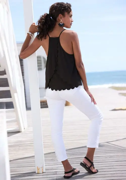 LASCANA Scallop Trim Cami Top