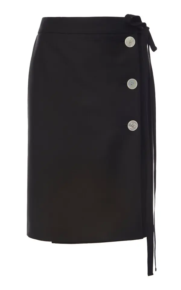Prada Button-embellished Mohair-blend Midi Skirt - Black