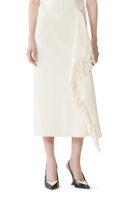 LANVIN Cotton Knit Fringed Asymmetrical Skirt