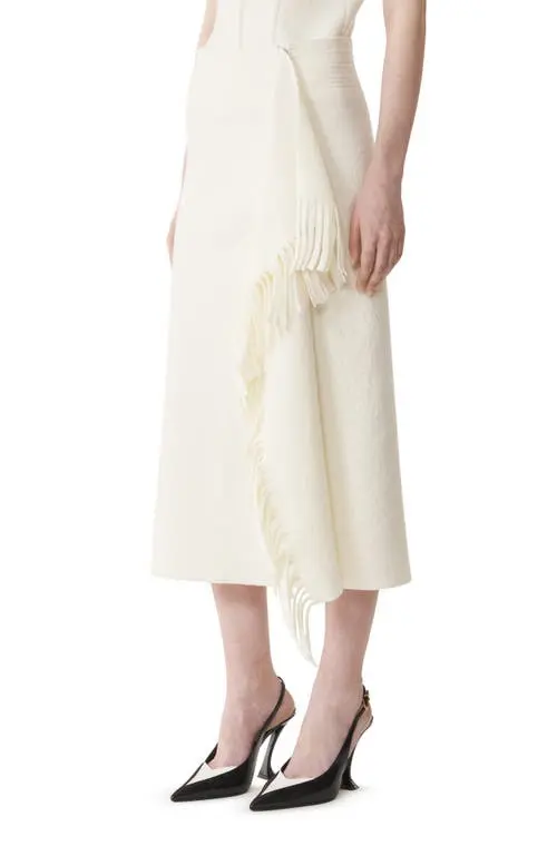 LANVIN Cotton Knit Fringed Asymmetrical Skirt