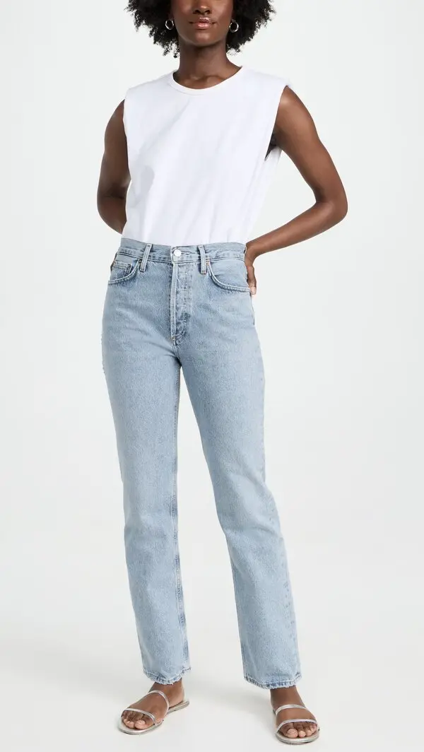 AGOLDE Lana Mid Rise Straight Jeans - Riptide