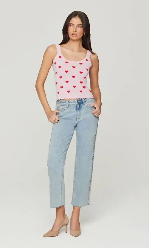 Generation Love Lottie Hearts Intarsia Strap Tank - Pink