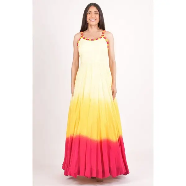 RAAS Hand Tie-dye Ombre Silk Maxi Sundress