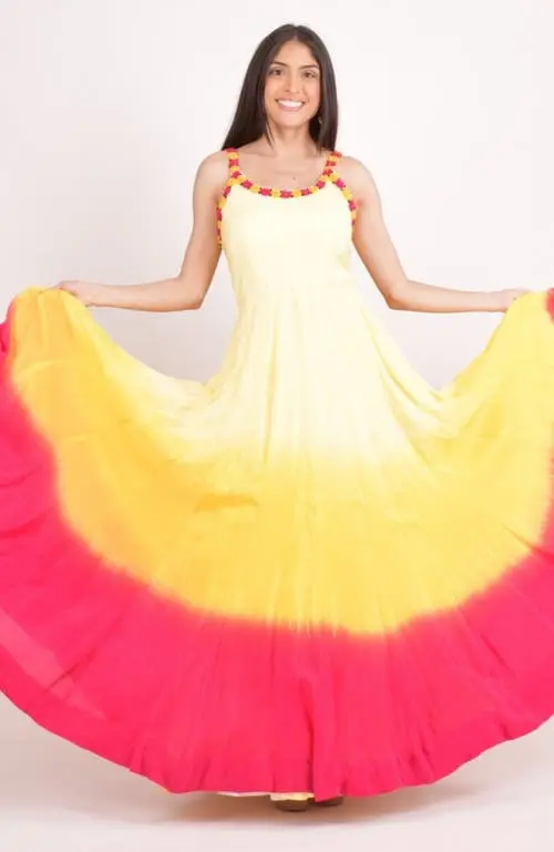 RAAS Hand Tie-dye Ombre Silk Maxi Sundress