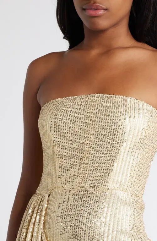 Rare London Sequin Strapless Minidress In Gold - 63% Off | Editorialist