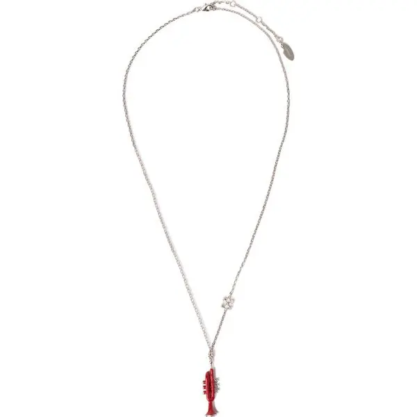 Off-White Enameled Trumpet Pendant Chain Necklace - Multicolor
