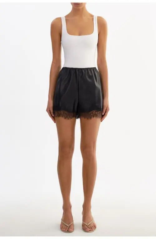 LAMARQUE Farah Lace Faux Leather Shorts