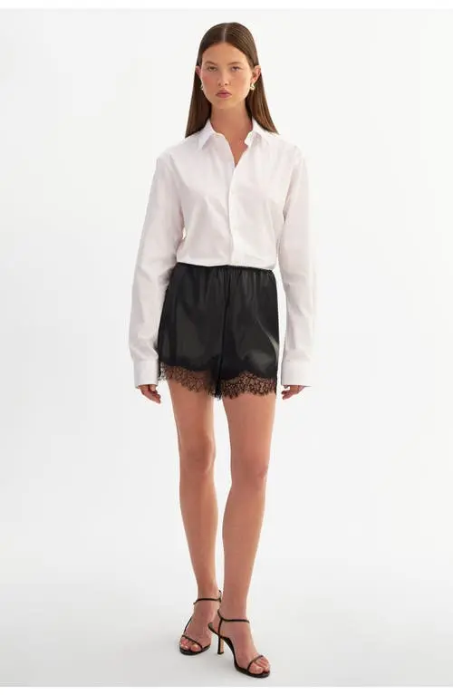 LAMARQUE Farah Lace Faux Leather Shorts - Black