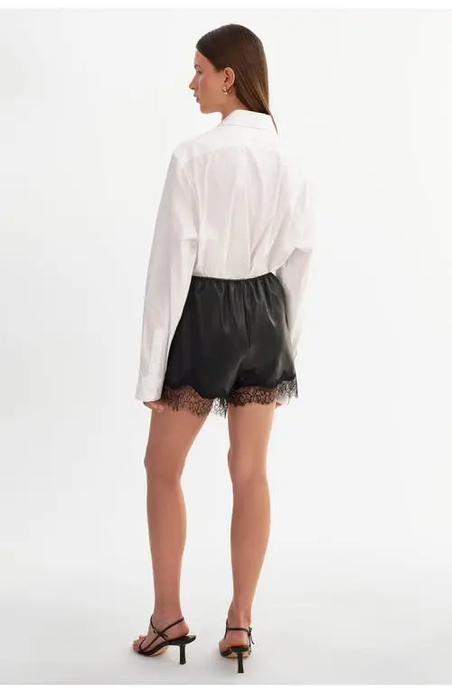 LAMARQUE Farah Lace Faux Leather Shorts - Black