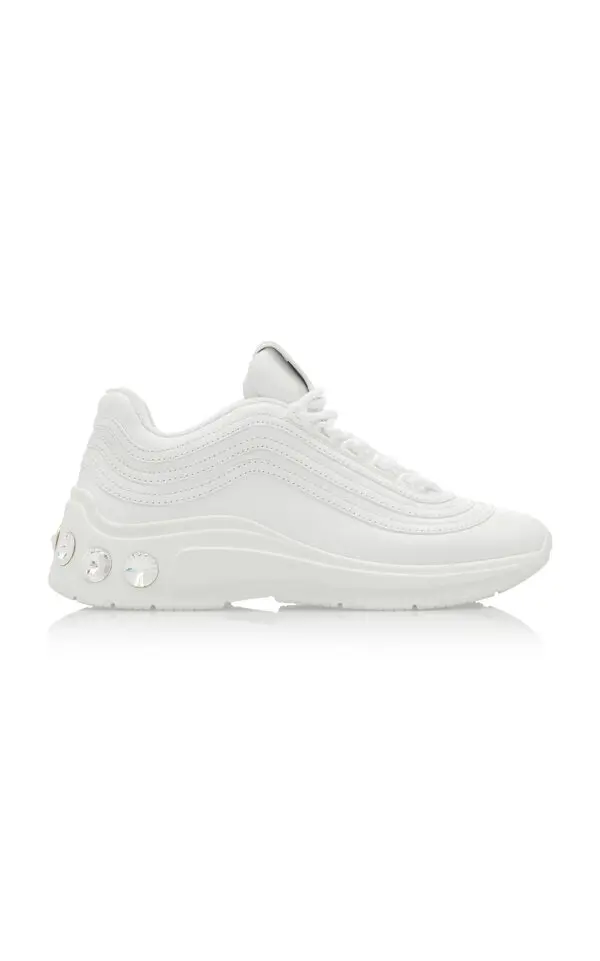 Miu Miu Crystal-embellished Leather Sneakers