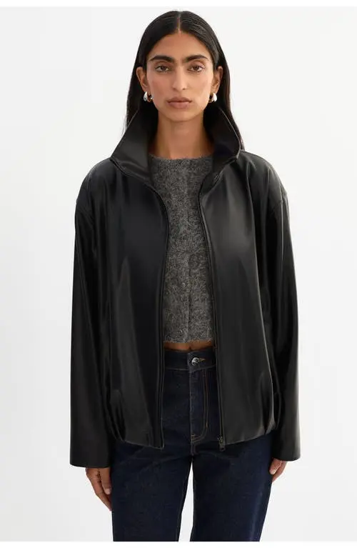 LAMARQUE Denita | Faux Leather Oversized Bomber Jacket - Black